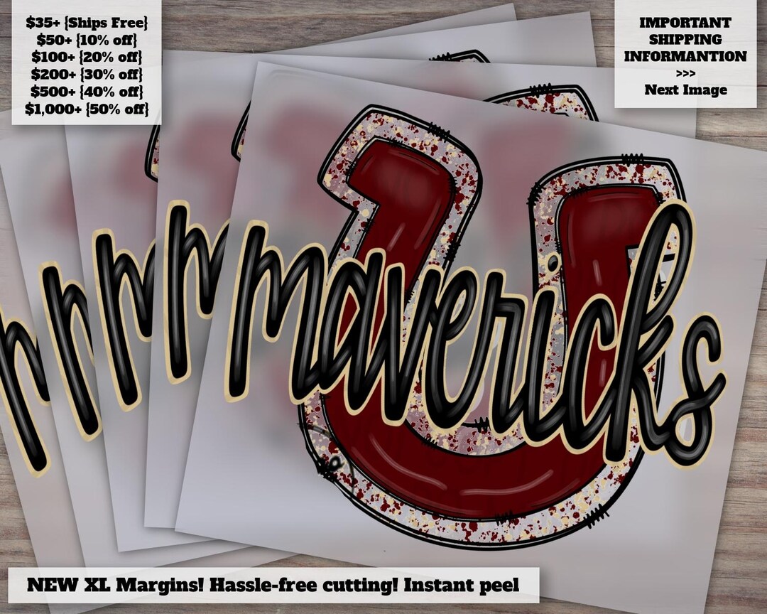 Mavericks Hand Drawn Football Design, Maroon Gold Mascot Ready to Press ...