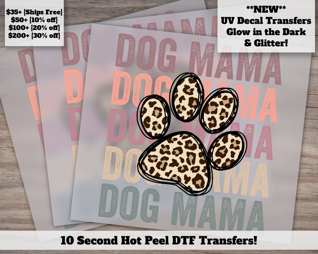 Custom Digital Dtf Dog Mama Stacked Cheetah Leopard Paw Print - Etsy