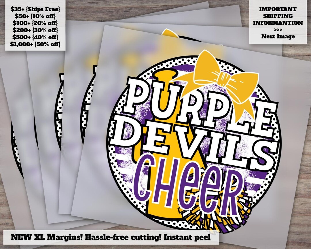 Purple Devils Cheer Team Design - Megaphone and Bow Themes, Ready-to ...