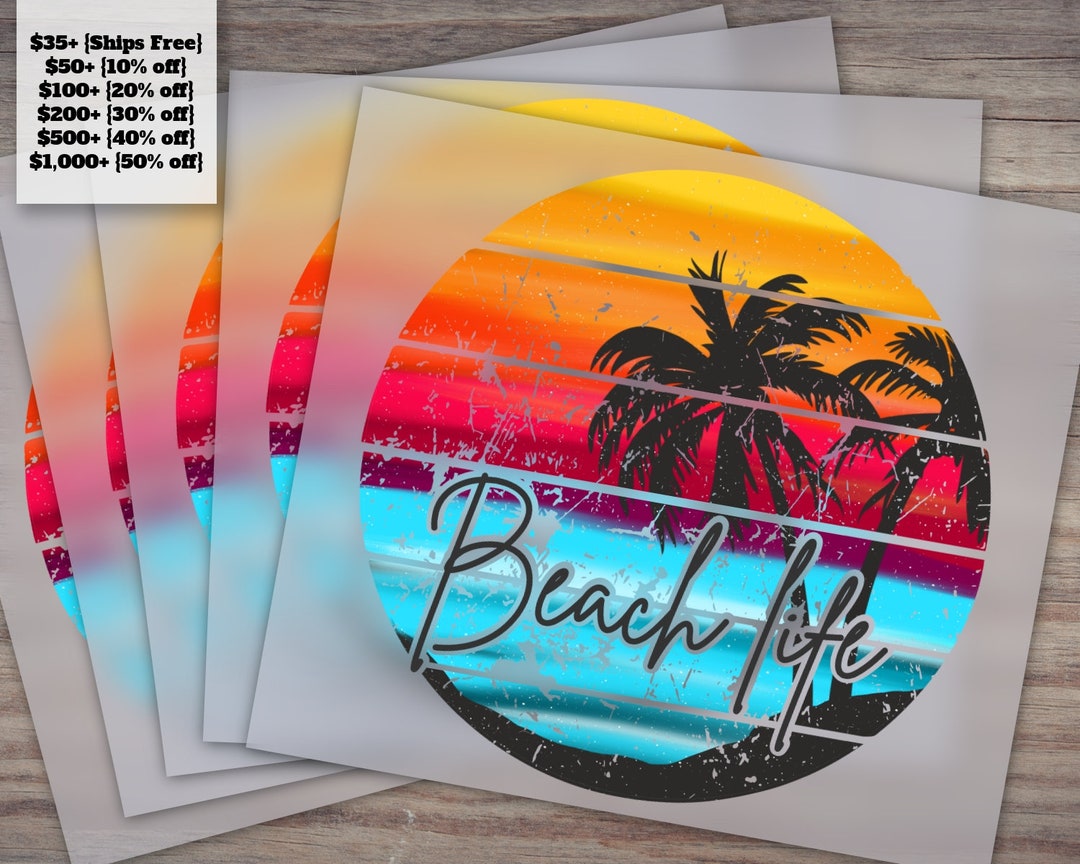 Beach Life Summer Design, Ready-to-press Heat Transfer, DTF for Etsy ...