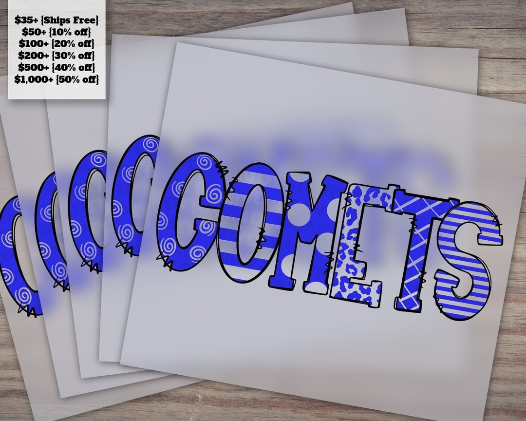 Comets Spirit Tee Mascot Doodle Design Ready to Press Heat Transfer DTF Design. - Etsy