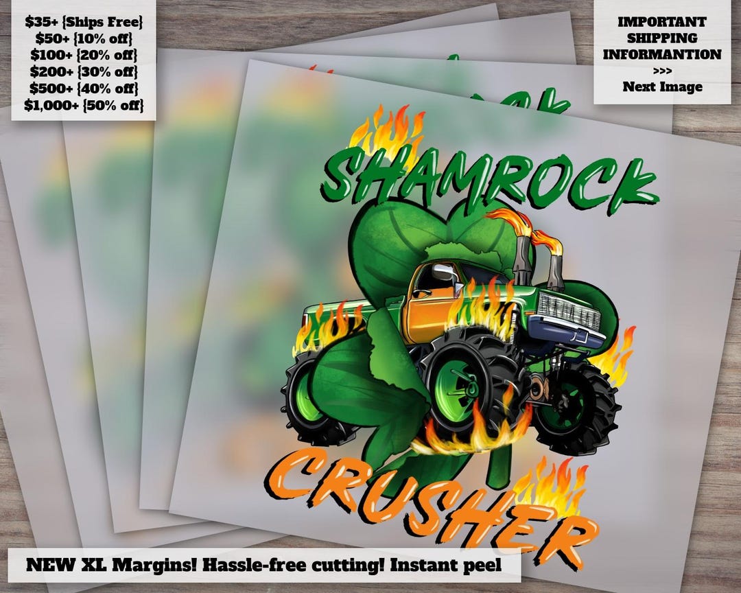 Shamrock Crusher Design for St. Patrick's Day, Ready to Press Heat ...