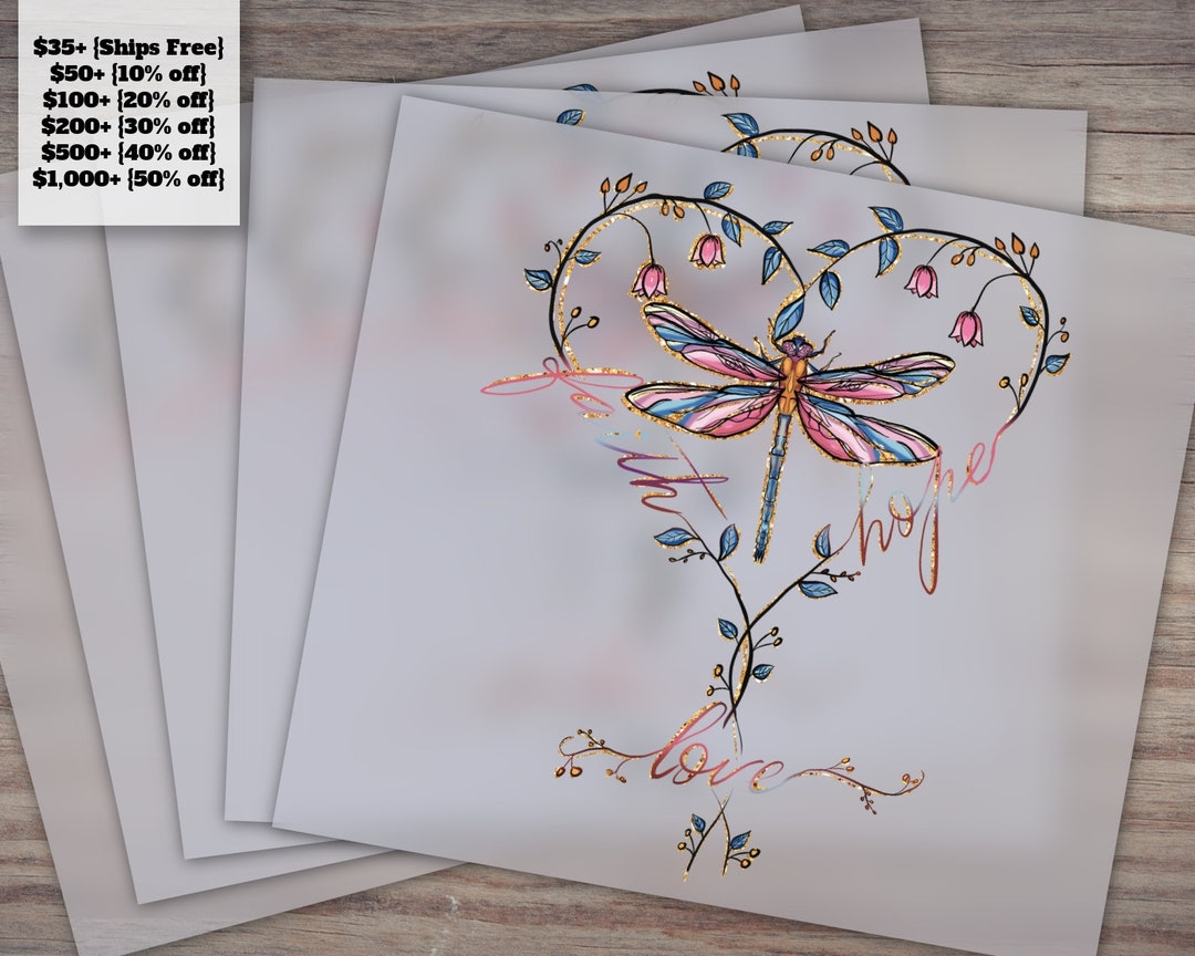 Inspirational Dragonfly Design Faith, Hope, Love Heat Transfer Ready ...