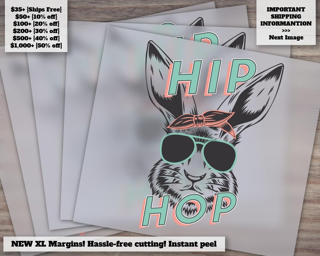 Easter Bunny Hip Hop DTF, Western Style Hand Drawn Design, Ready for ...