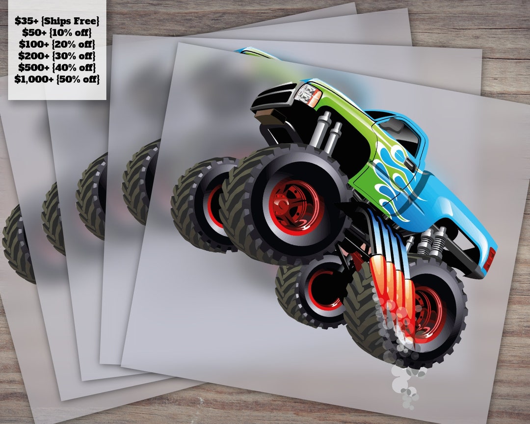 Monster Truck Heat Transfer Design, Ready-to-press Western Style ...