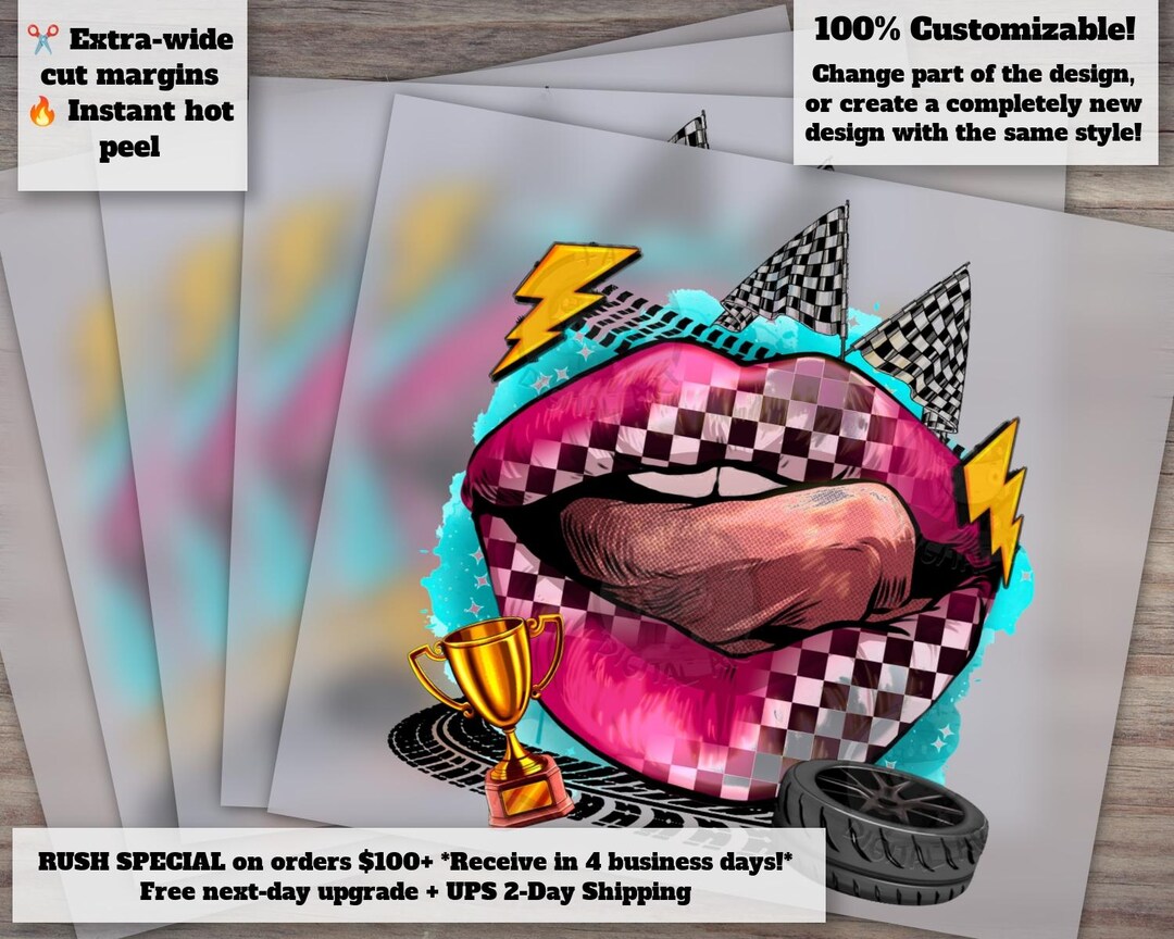 Race Lips Sport Design | Game Day Racing Heat Transfer | Ready to Press ...