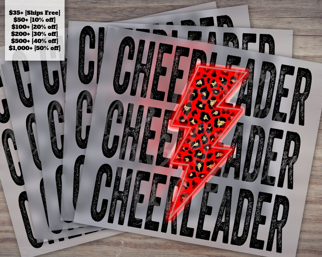 Cheerleader Neon Cheetah Leopard Lightning Bolt Design, Ready to Press ...