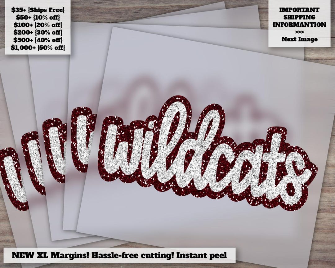 Maroon Wildcats Football Sequins Design | Hand Drawn | DTF Heat ...