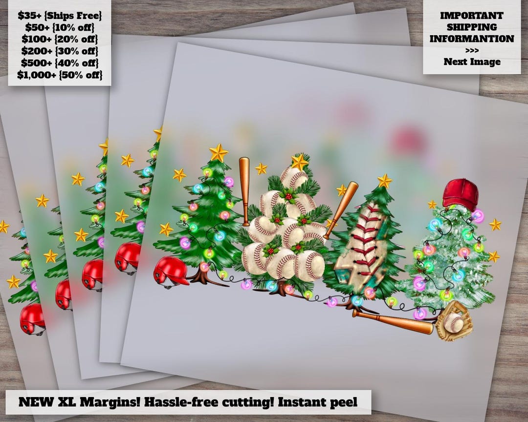 Festive Baseball Christmas Tree Design | Merry Christmas Heat Transfer ...