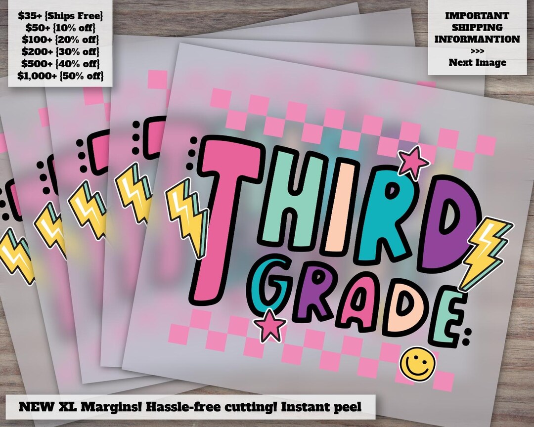 3rd Grade Back to School Checkered Design | Ready to Press | Heat ...