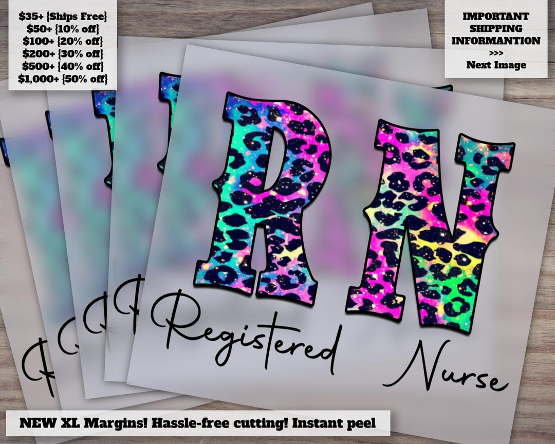 Registered Nurse Colorful Leopard Design for Heat Transfer and DTF, RN ...