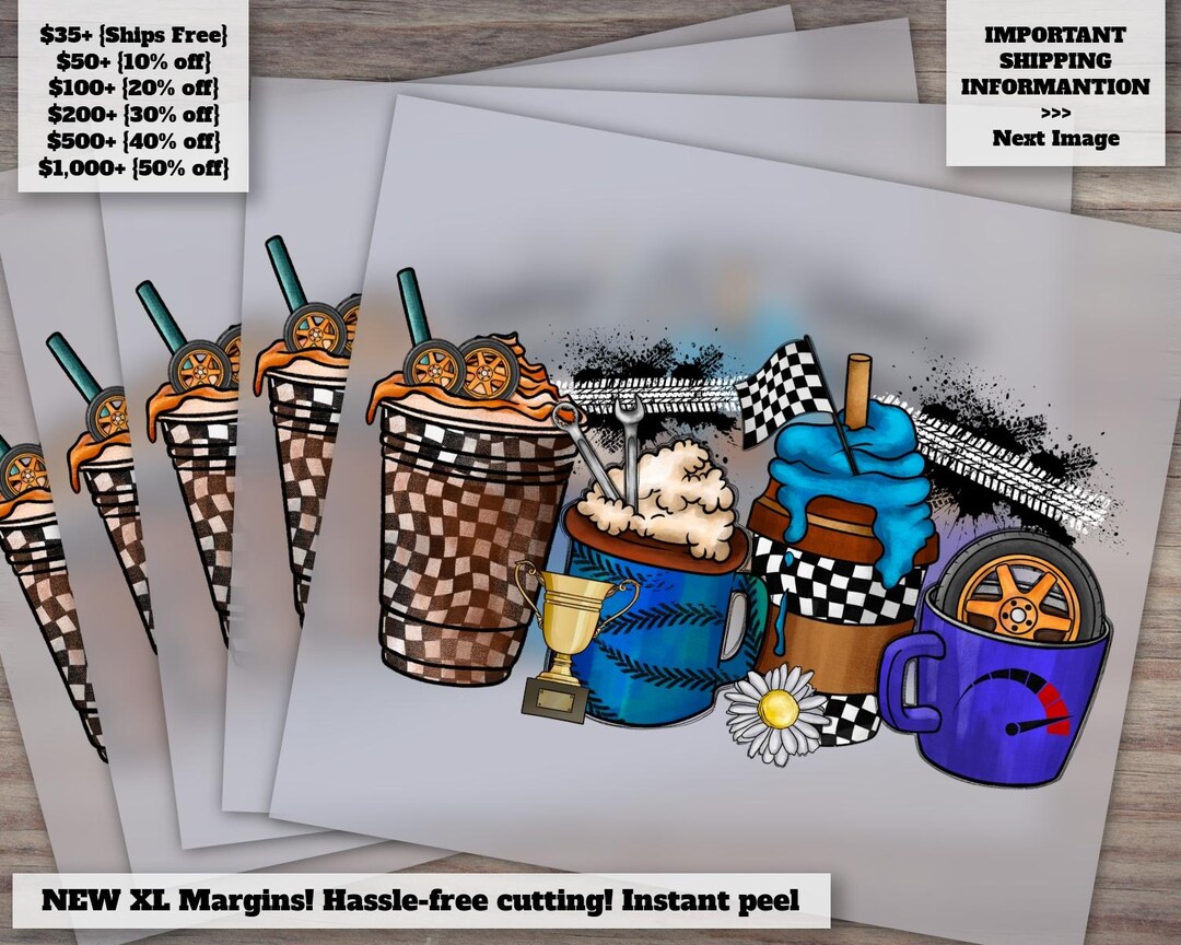 Race Life Coffee Design, Racing Latte Heat Transfer, Ready to Press DTF ...