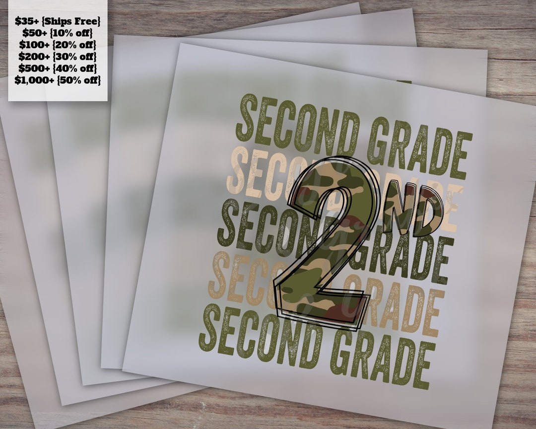 2nd Grade Camo Back-to-school Design for Boy's Shirt, Ready-to-press ...