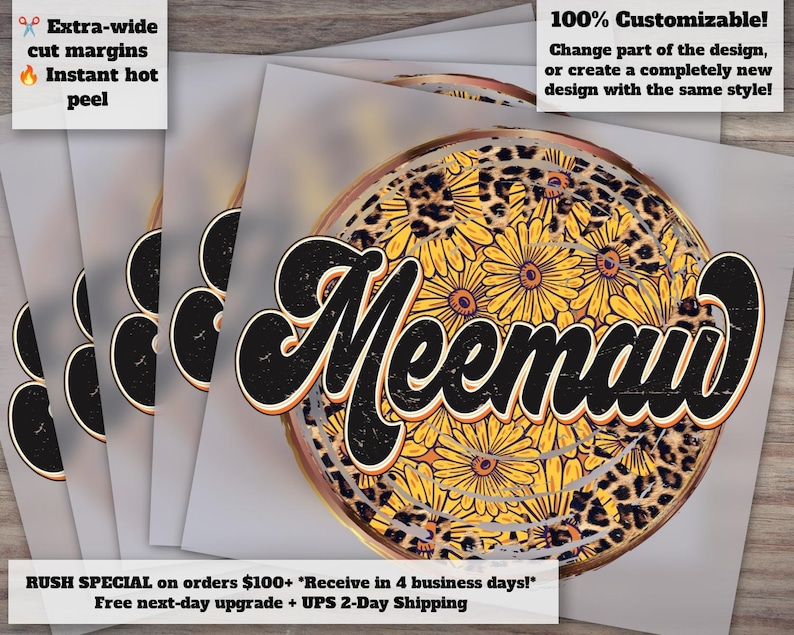 Retro Sunflower Meemaw Design - Vintage Grandma Print for Heat Transfer ...