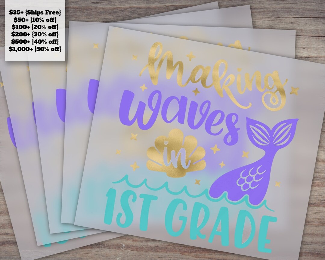 First Grade Mermaid Svg Mermaid School Cut Files Ready to Press Heat ...