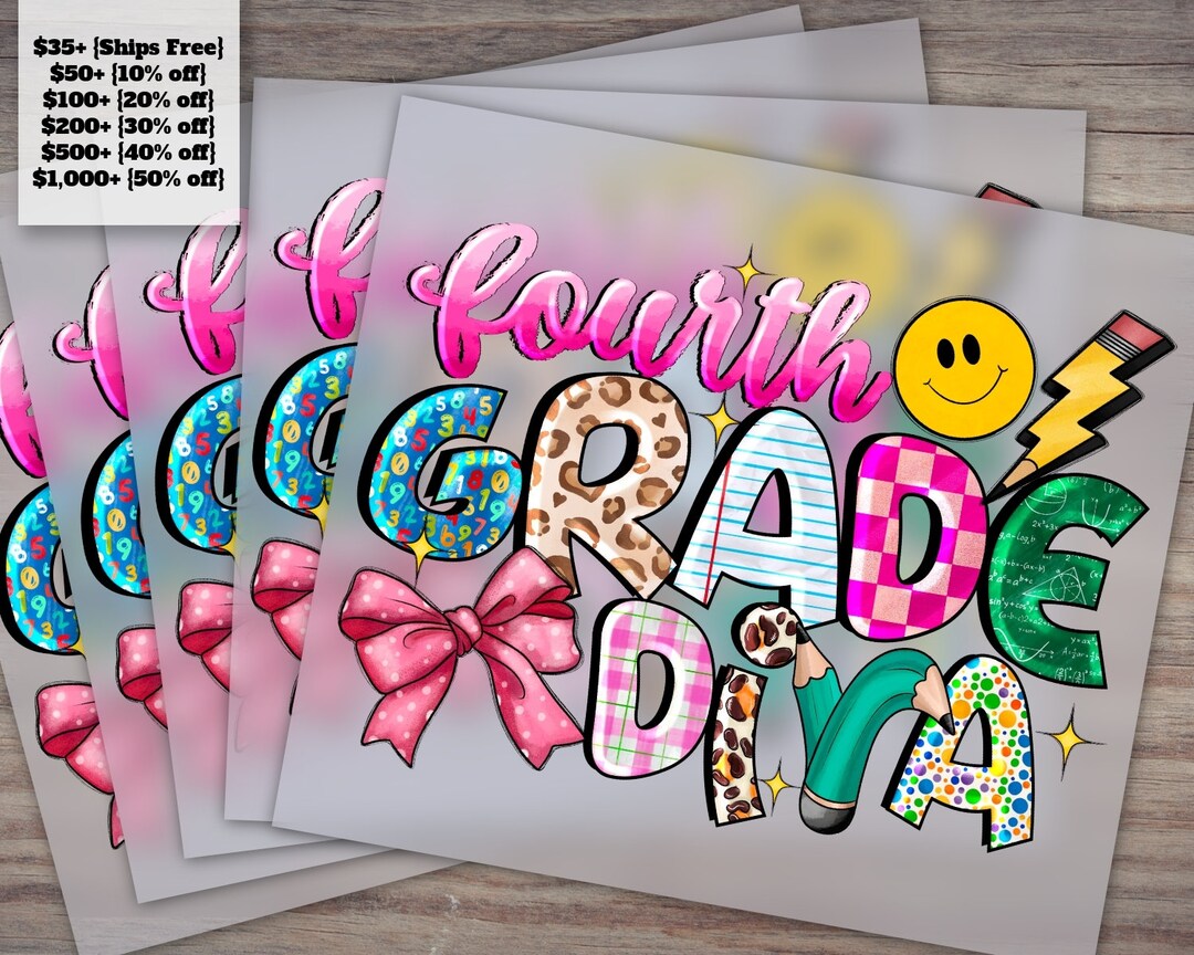 Back to School Diva 4th and 5th Grade Girl Heat Transfer, DTF, Ready to ...