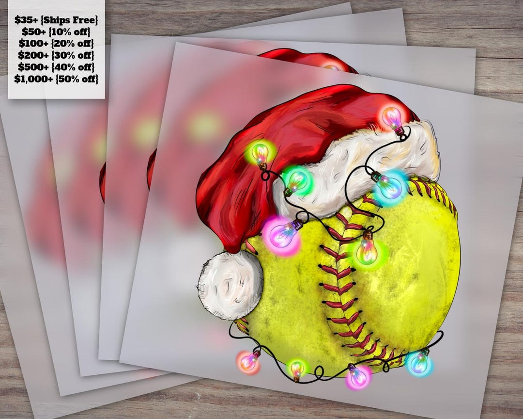 Festive Christmas Softball With Santa Hat Merry Christmas Softball Art ...