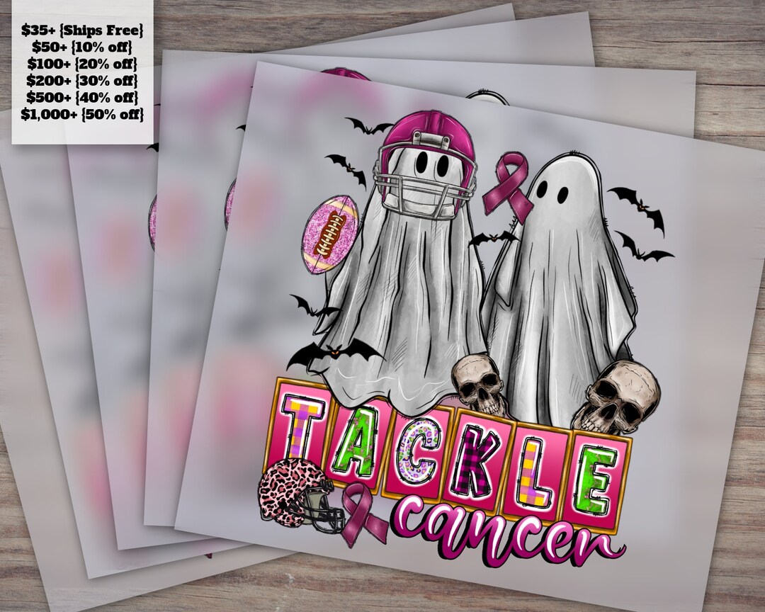 Breast Cancer Ghost Design Happy Halloween Heat Transfer DTF Ready-to ...