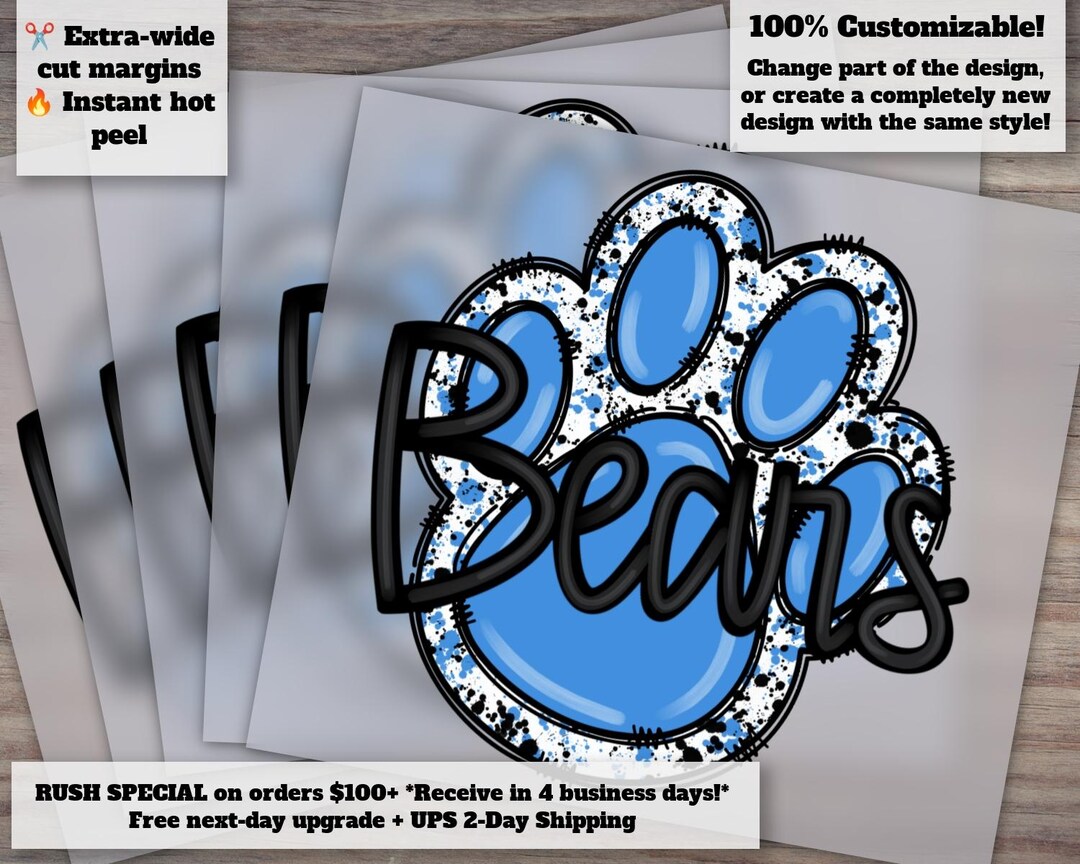 Blue Bears Football Mascot Hand Drawn Design | Ready to Press Heat ...