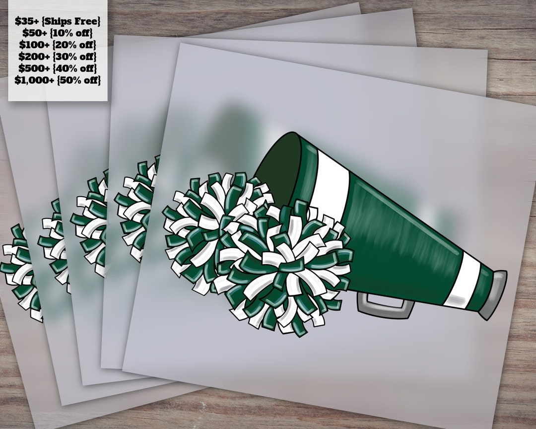 Green and White Cheerleader Hand Drawn Design for Team, Ready for Heat ...