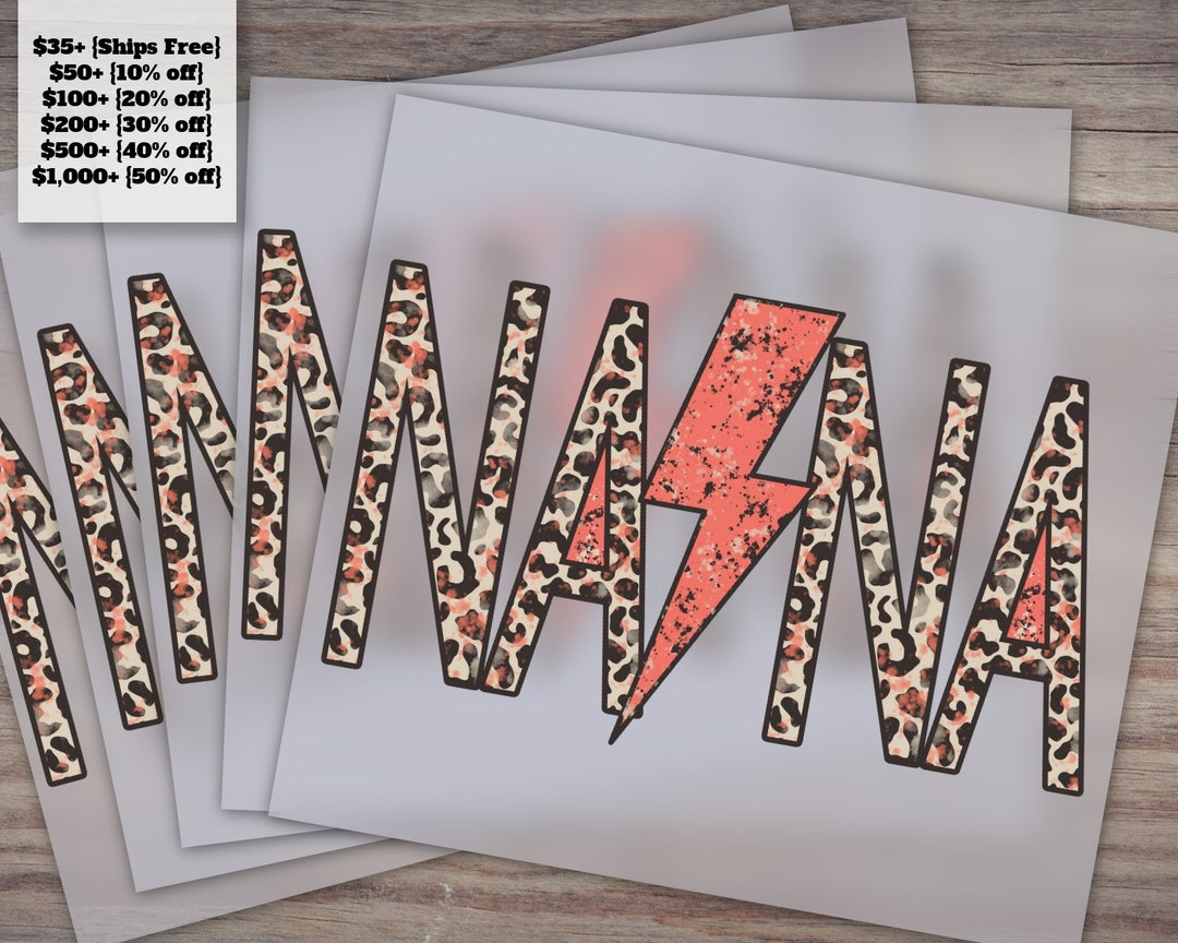 Rocker Nana Design: Leopard Thunder Strike Motif for Heat Transfer, DTF ...