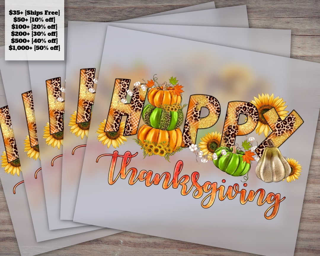 Thanksgiving Thankful Design: Ready to Press Heat Transfer for Fall ...