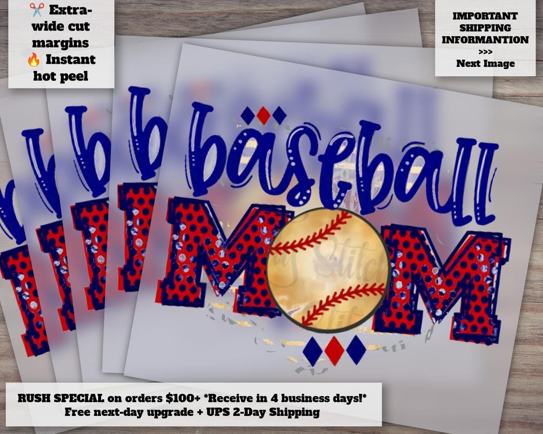 Red and Blue Baseball Mom Heat Transfer Design | Ready to Press DTF ...