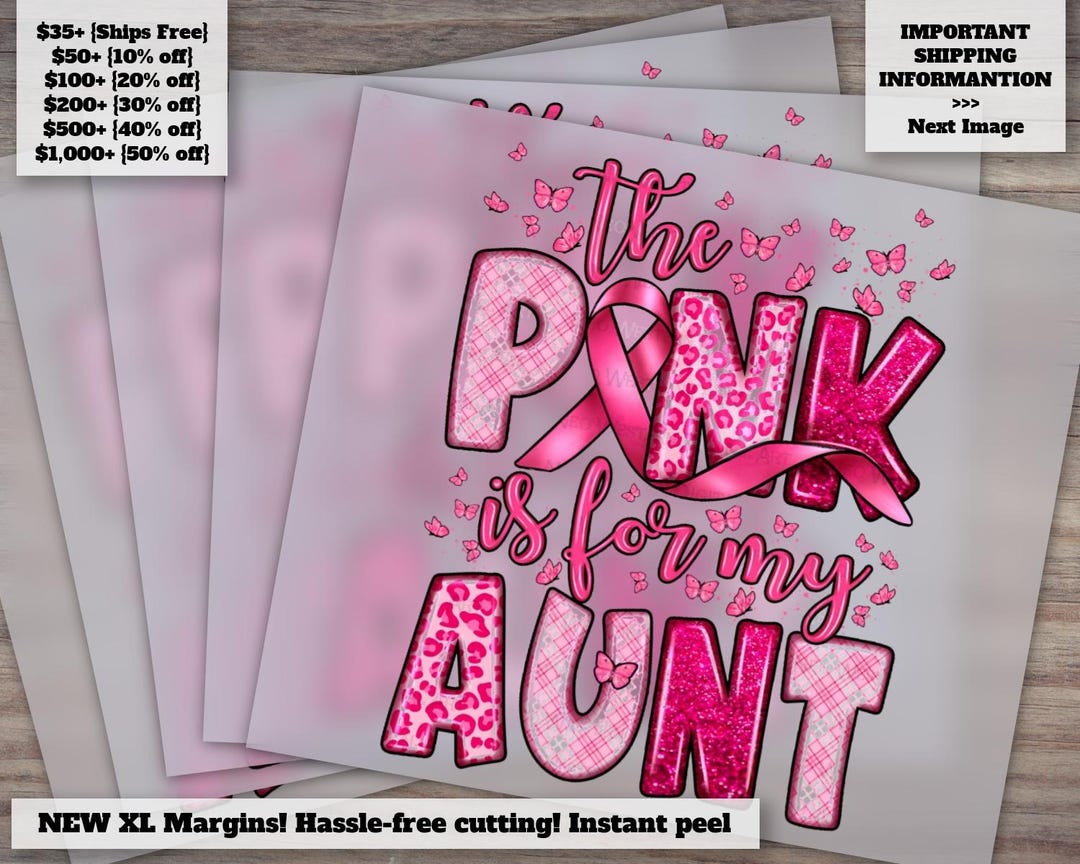 Pink Aunt Breast Cancer Awareness Design | Heat Transfer Ready, Cancer ...