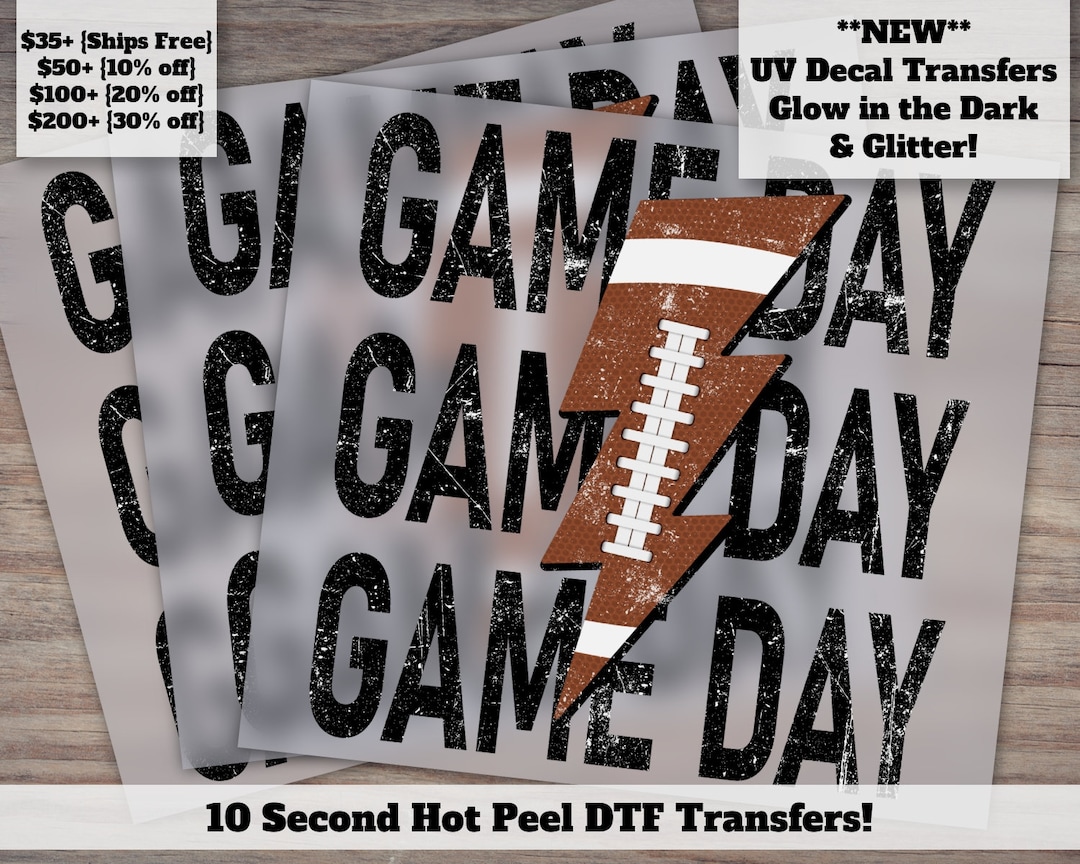 Game Day Football Lightning Bolt Dtf, Digital Transfer Print ...