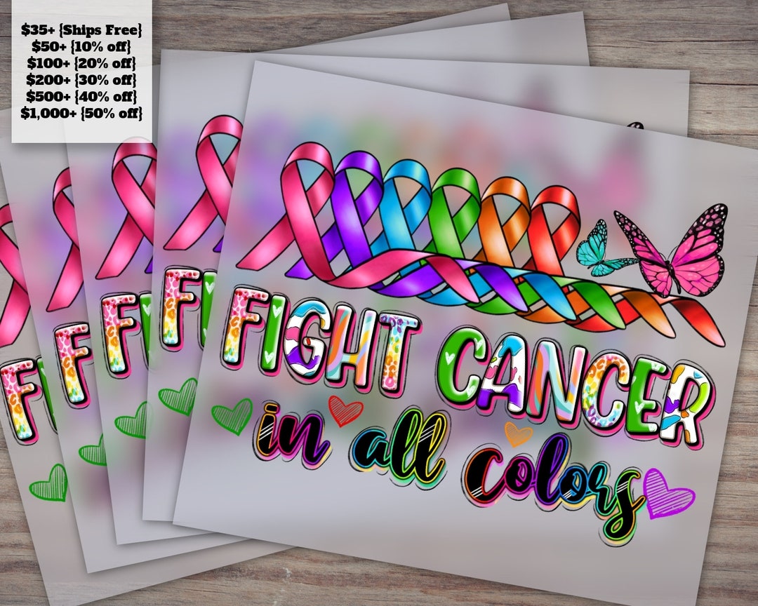 Cancer Awareness Colorful Ribbon Design, Heat Transfer Ready, DTF ...