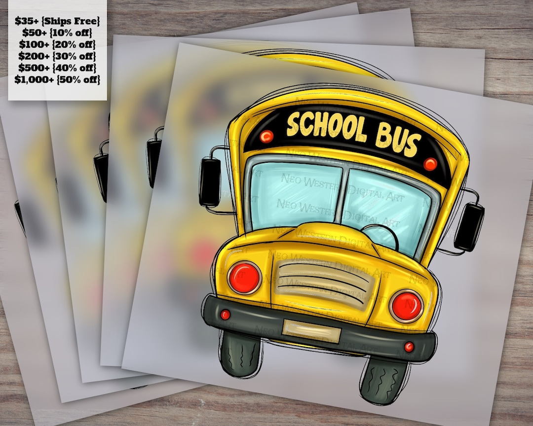 Hand-drawn School Bus Design for Back to School, Ready to Press, Heat ...
