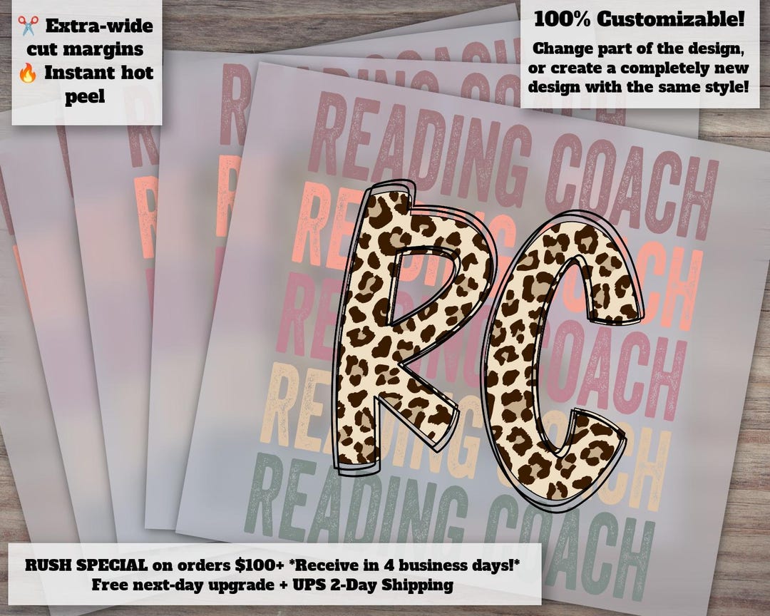 Reading Coach Stacked Cheetah Leopard Back to School Waterslide Heat ...