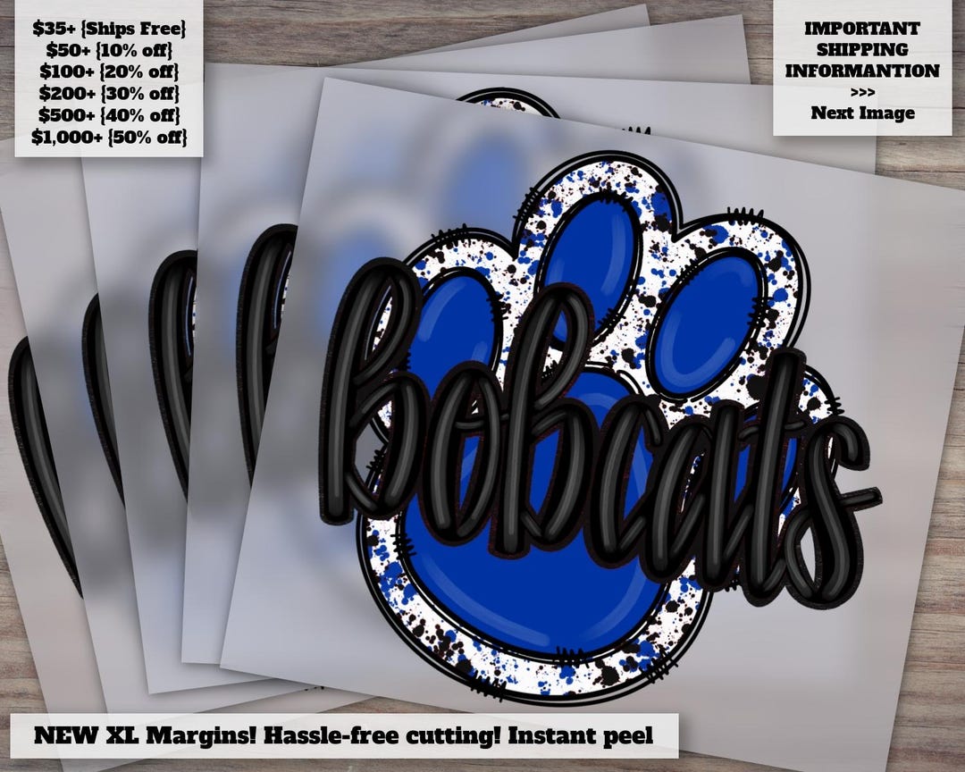 Blue Bobcats Hand-drawn Design, Ready to Press Football Art, Bobcats ...