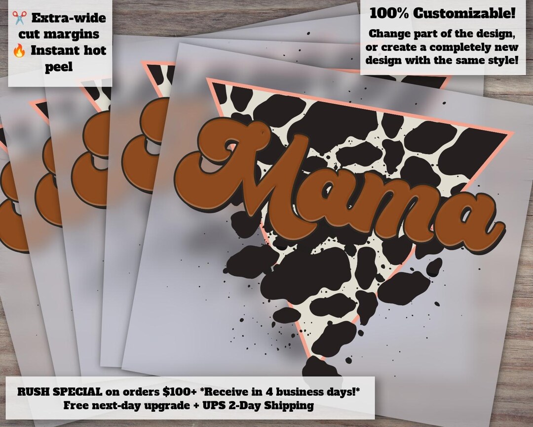 Western Mama Cow Triangle Print | Ready to Press Shirt Design | Heat ...