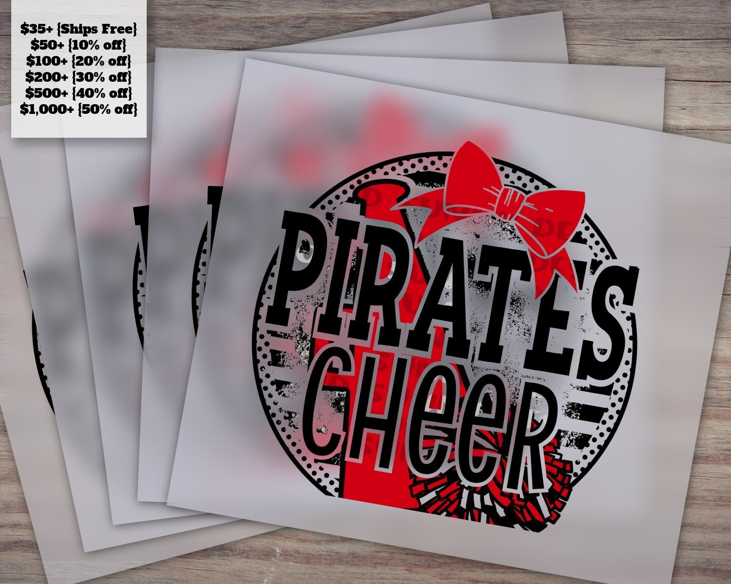 Cheer Team Pirates Design With Megaphone and Bow Ready for Heat ...