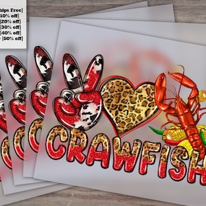 Western Crawfish Design for Heat Transfer, DTF, Ready to Press Seasonal Crawfish Art for ...