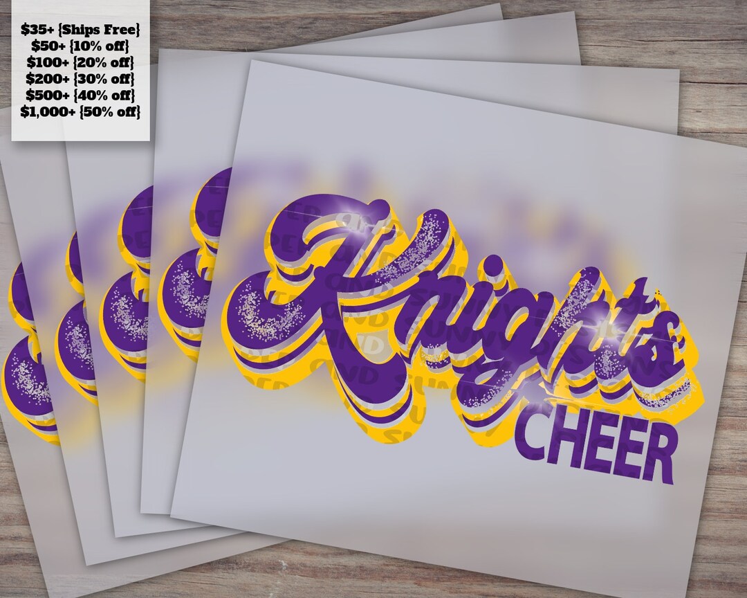 Knights Cheer Team Design in Retro Glam Ready-to-press DTF Heat ...