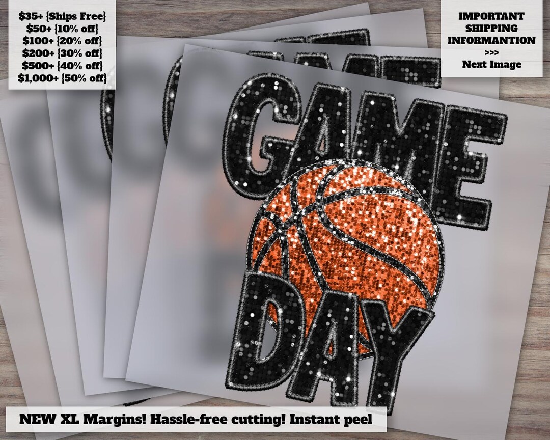 Basketball Game Day Faux Glitter and Sequins Design, Ready to Press ...