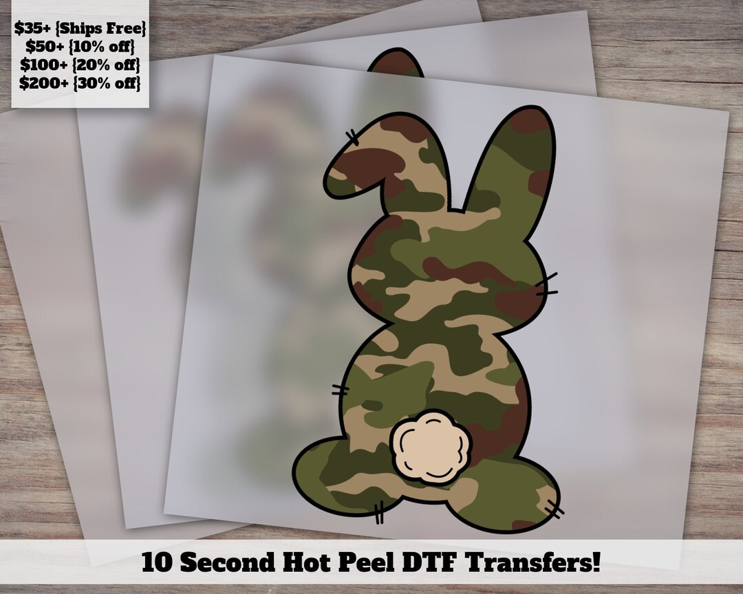 Custom Army Camo Bunny Rabbit Ready to Press DTF Design - Etsy