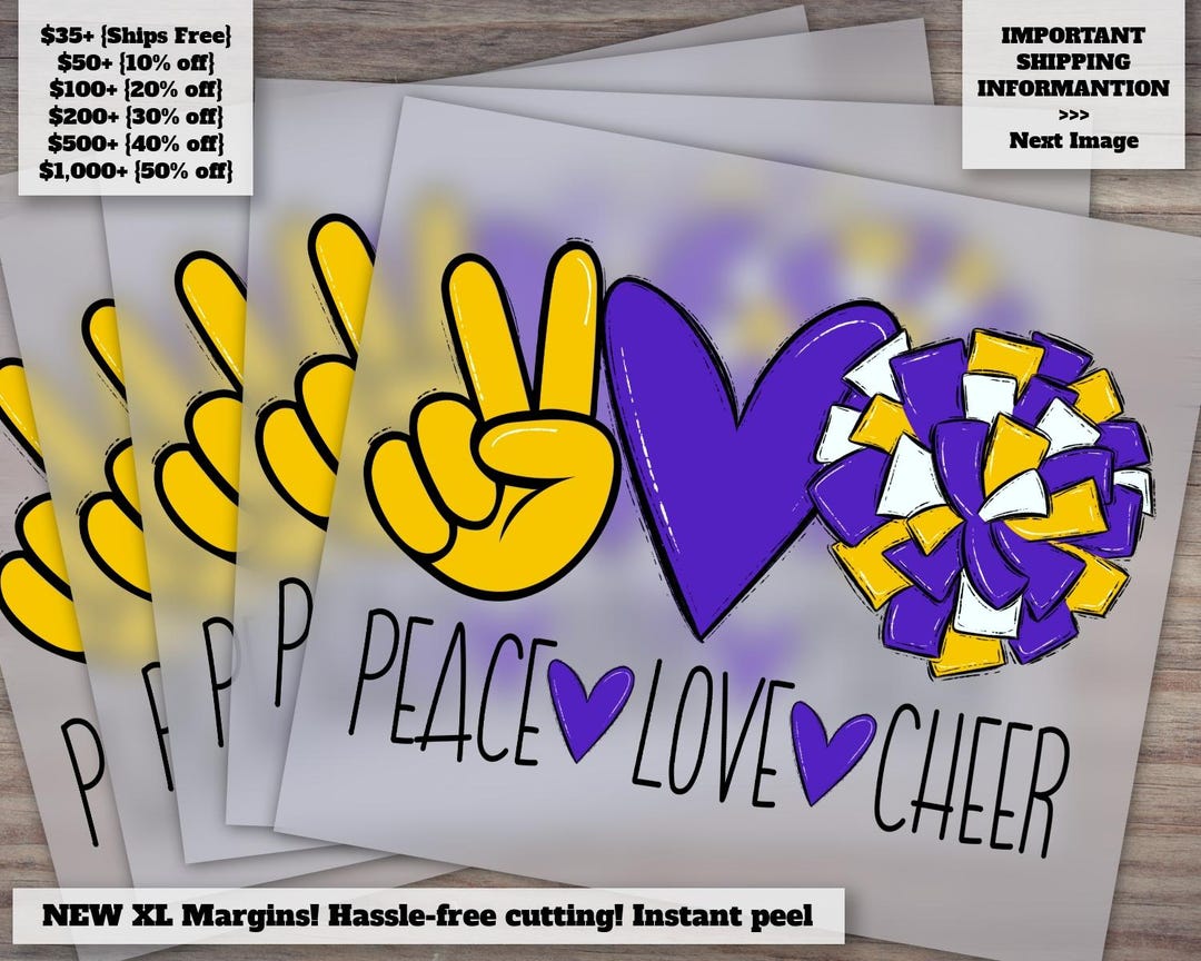 Cheerleading Colors in Purple, Yellow, Gold - Ready-to-press Heat ...
