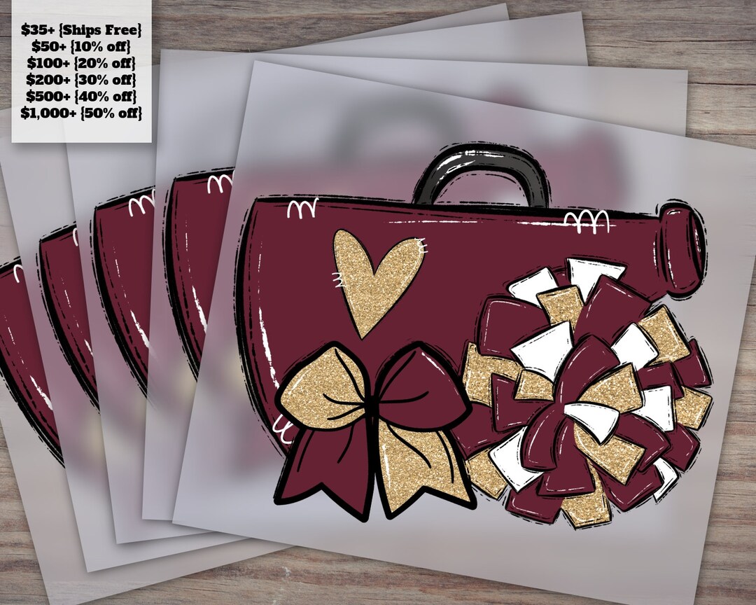 Golden Maroon Cheerleader Spirit Wear Design for Heat Transfer and DTF ...