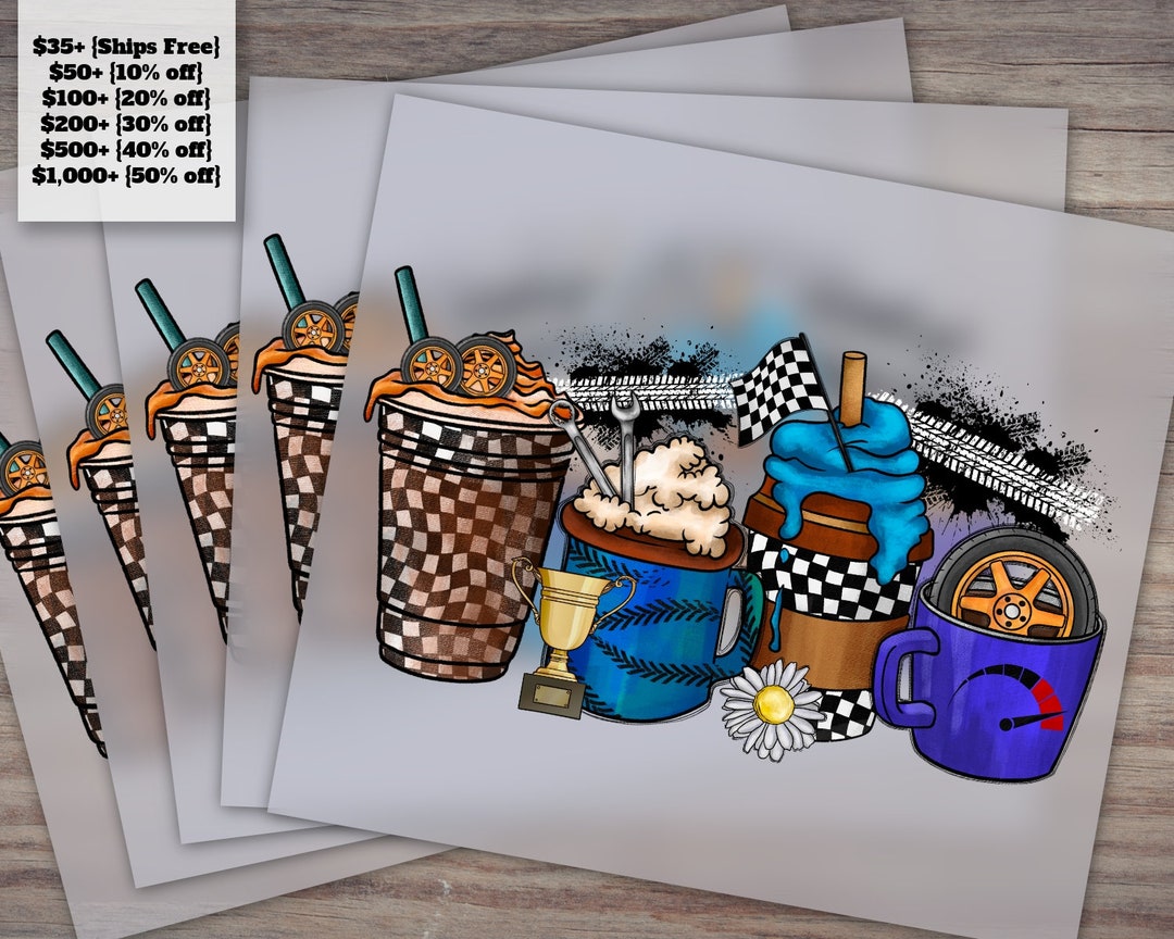 Race Life Coffee Design, Racing Latte Heat Transfer, Ready to Press DTF ...