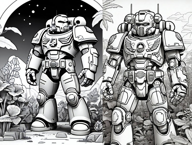 100 Digital Colouring Book: Space Marine Images, Colouring in Pages ...