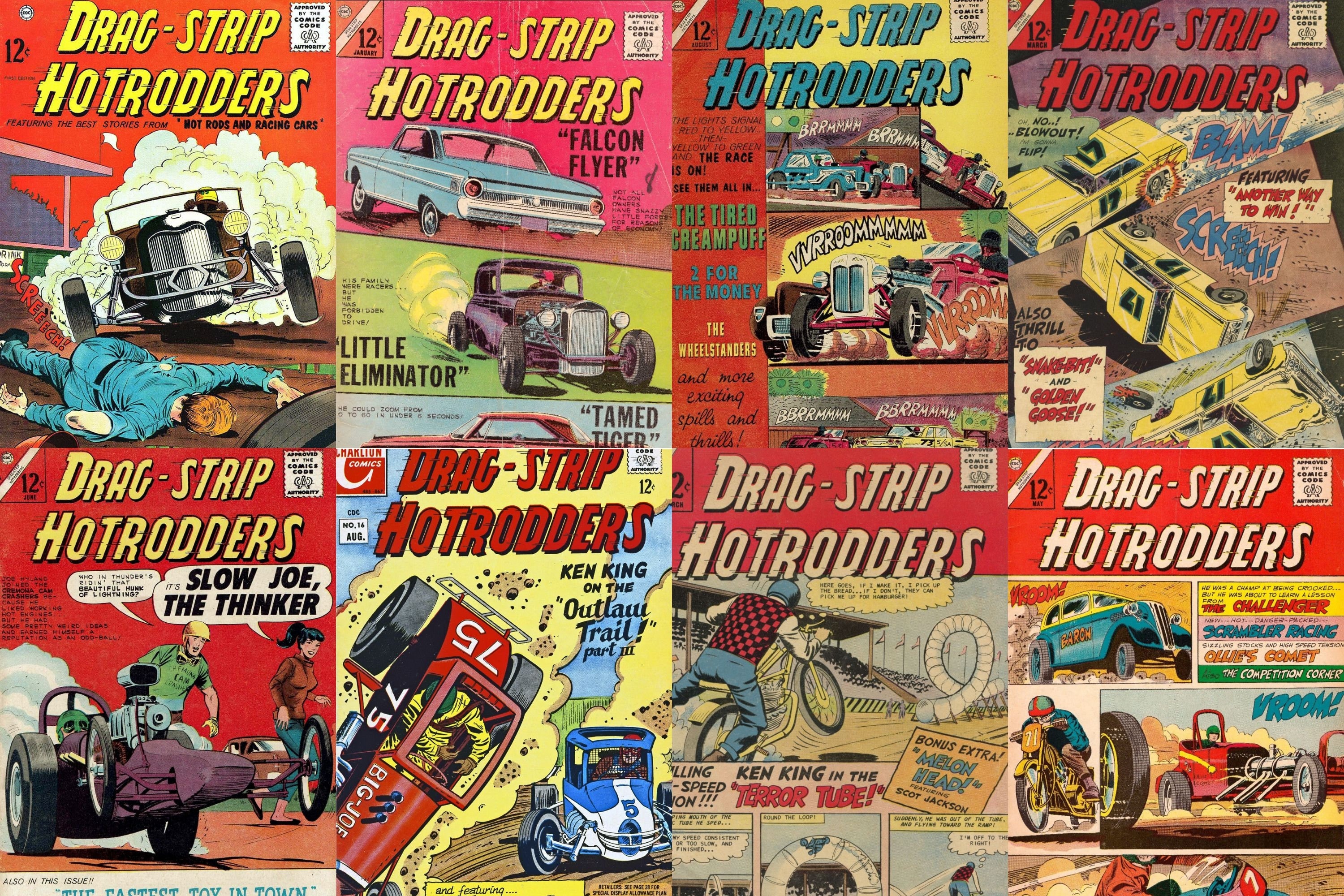16 Drag-strip Hotrodders Digital Comics Bundle Classic Racing Comics ...