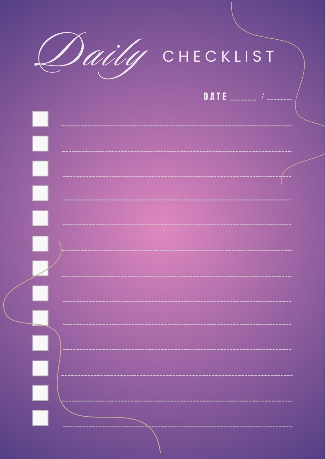Digital Daily Checklist | Digital Planner - Etsy