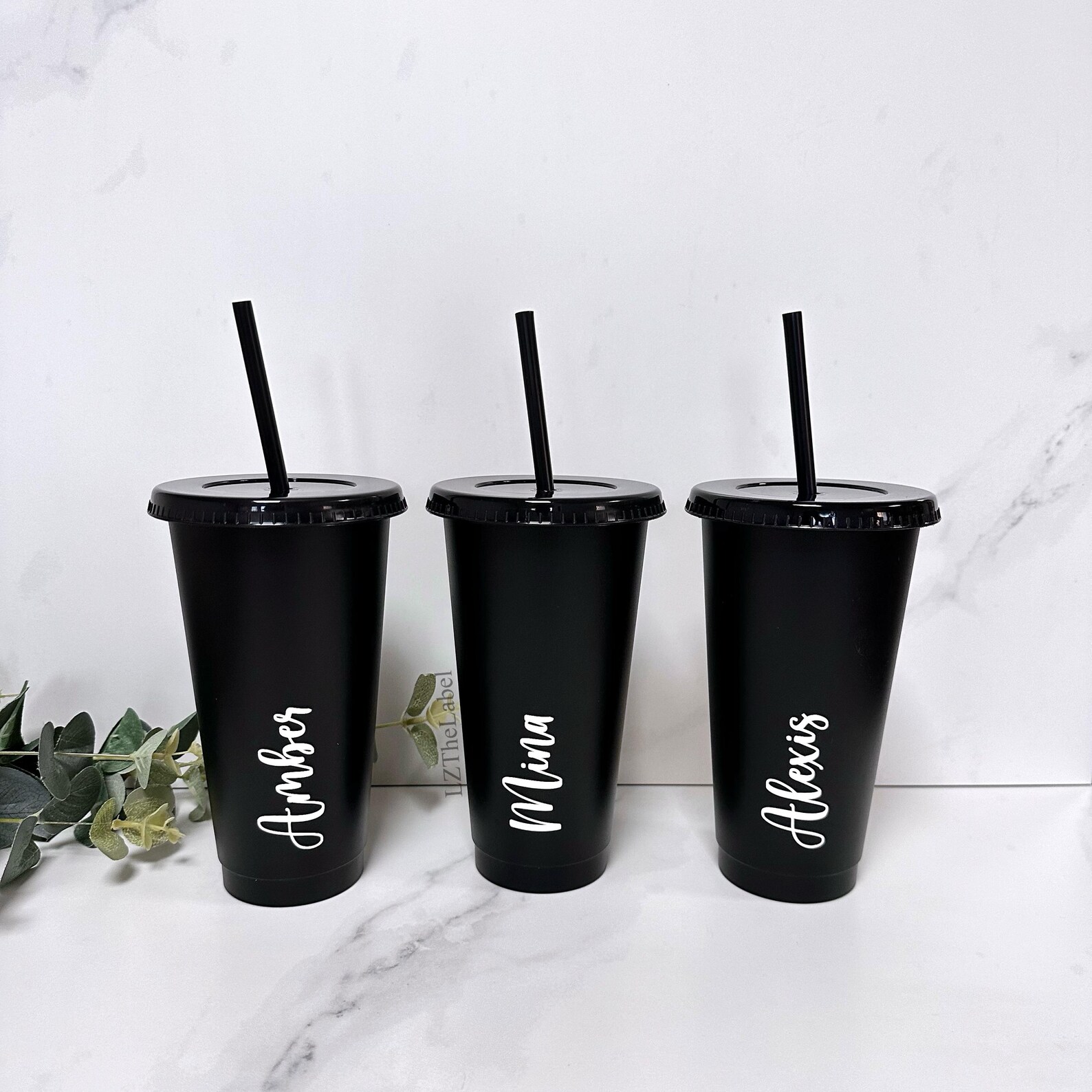 Personalised Black Matte Starbucks Style 24oz 710ml Cold Cup With Black ...
