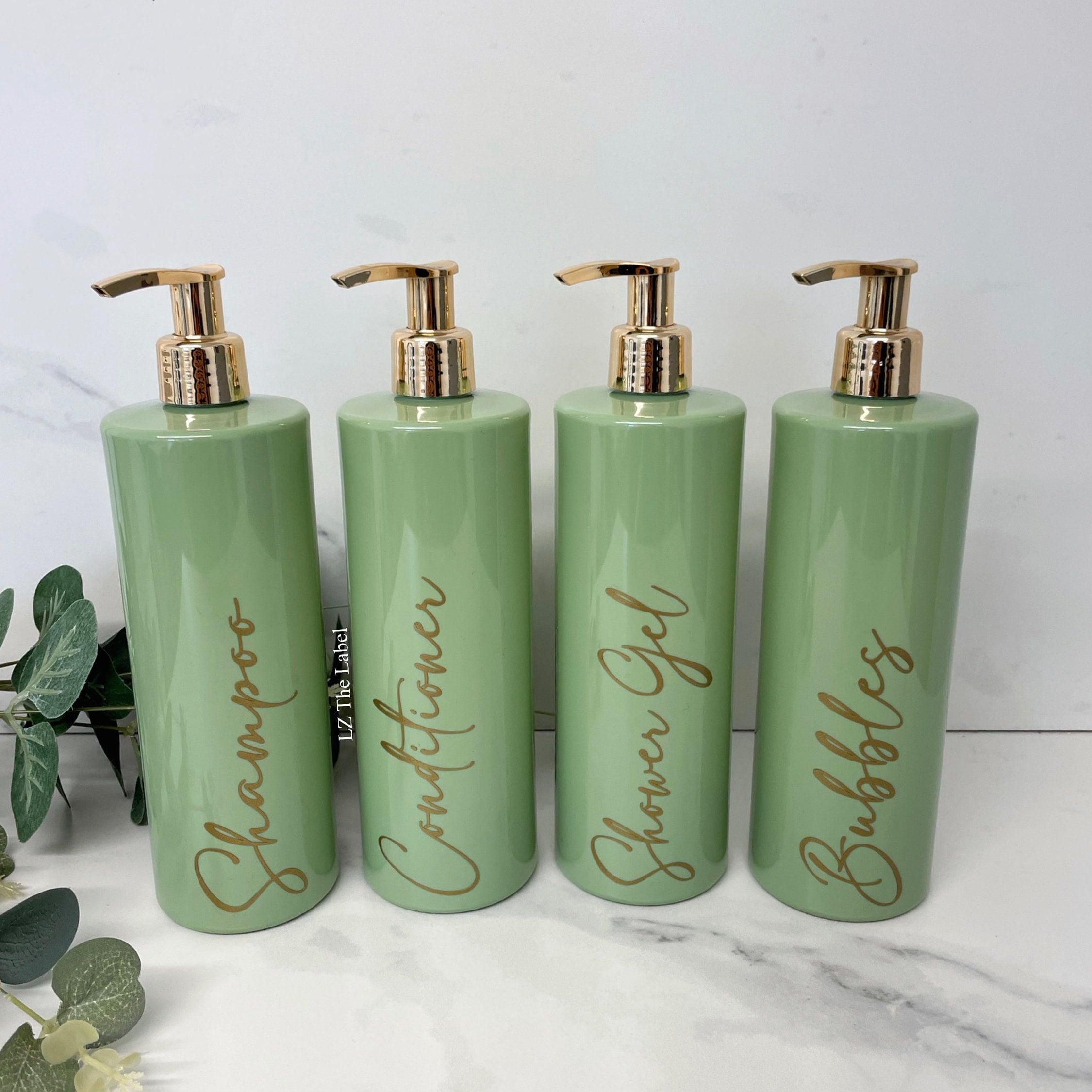 Personalised Sage Green 500ml Plastic Bottle With Choice of Pump ...