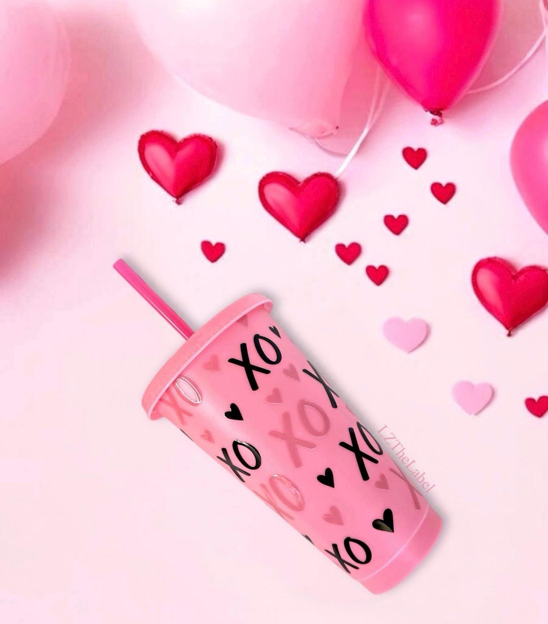 Valentines / Galentines XOXO Design Starbucks Style 24oz 710ml Cold Cup ...