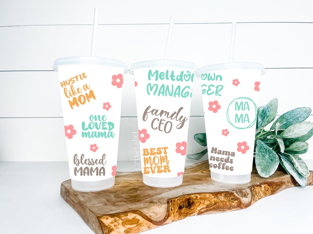 Mam / Mum Affirmations Starbucks Style 24oz 710ml Cold Cup With Straw ...