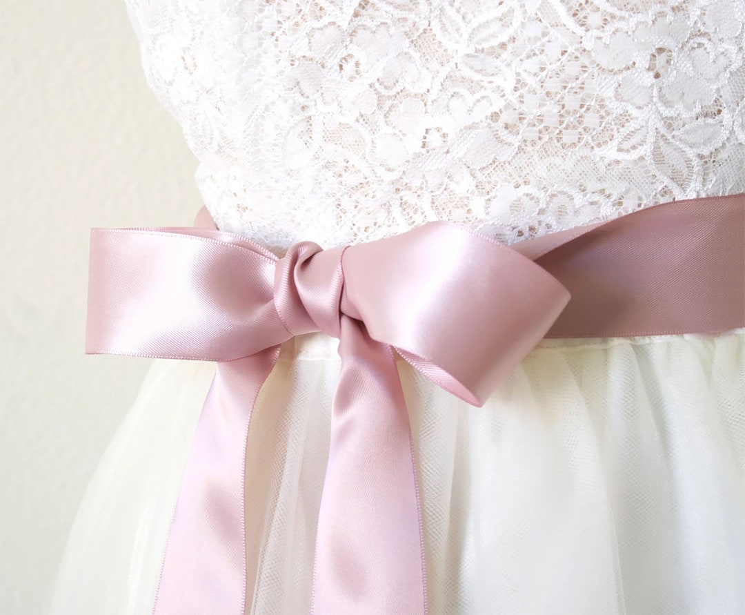 Pink Mauve Wedding Sash: Satin Ribbon Bridal Belt - Etsy